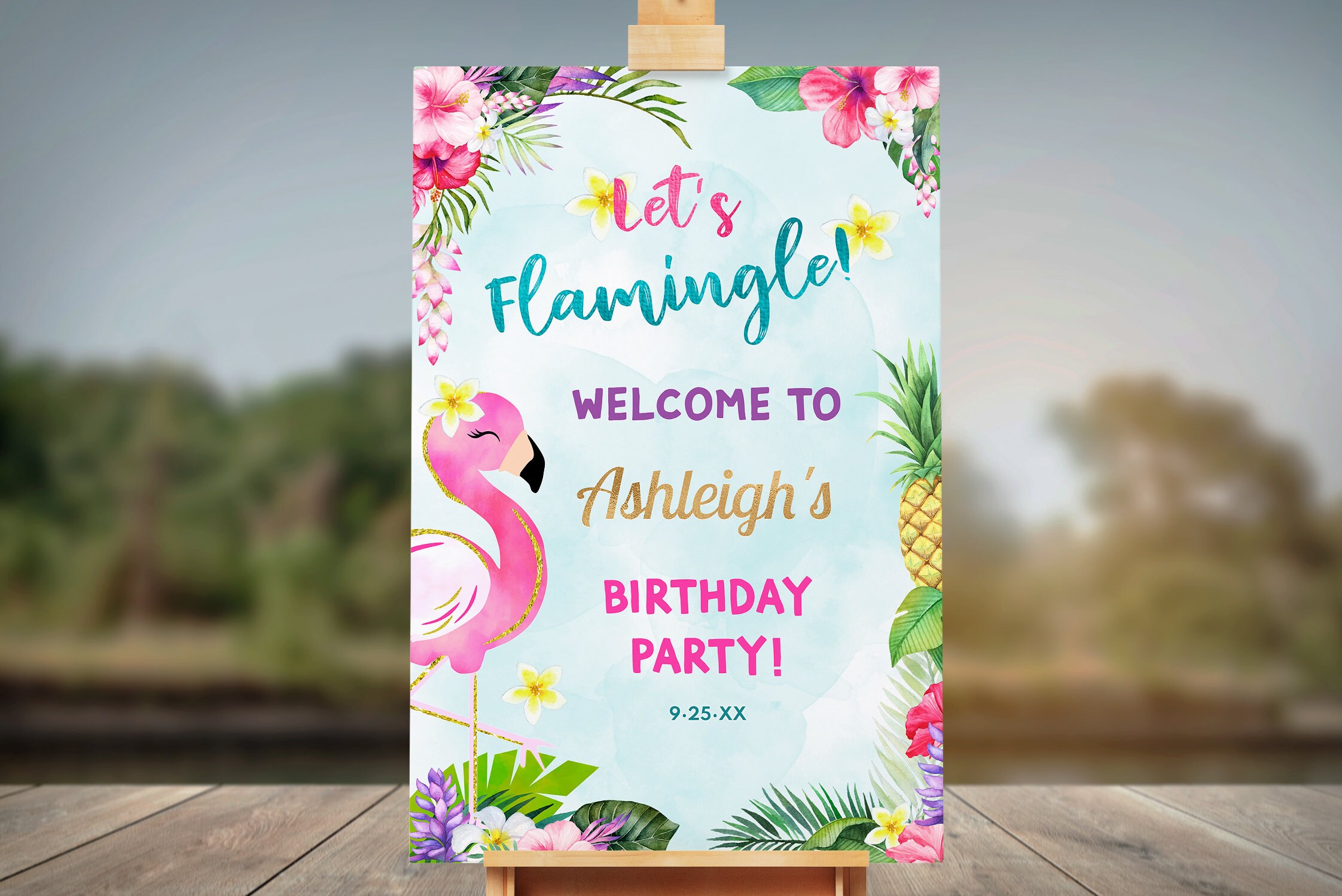 Flamingo Party Welcome Sign Tropical Flamingo Theme Party - Etsy