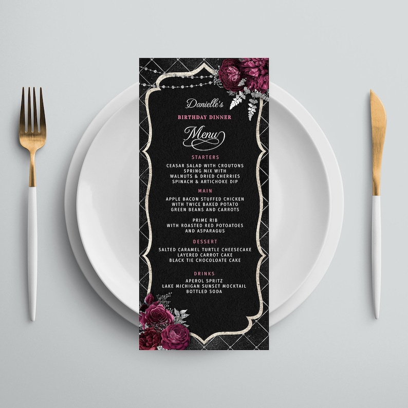 Editable Menu Template and Drink Menu Event Menu Template - Etsy
