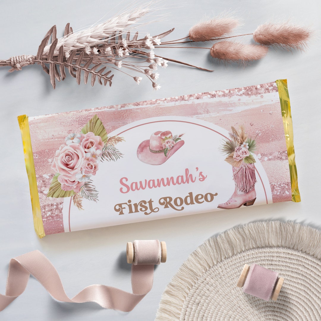 Boho First Rodeo Girl Birthday Chocolate Bar Wrapper Template, Cowgirl ...
