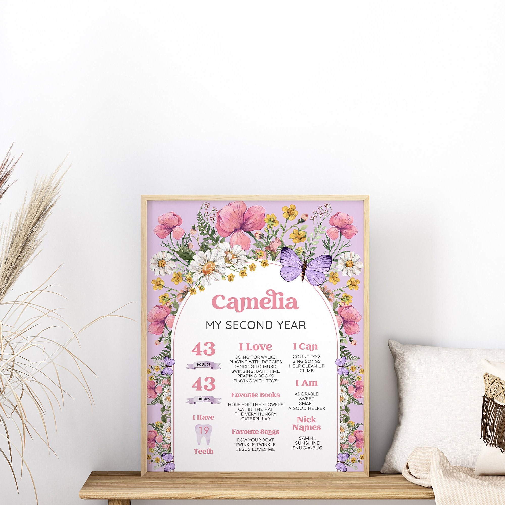 Wildflower 2nd Birthday Milestone Sign - Pink + Purple - Two Wild ...
