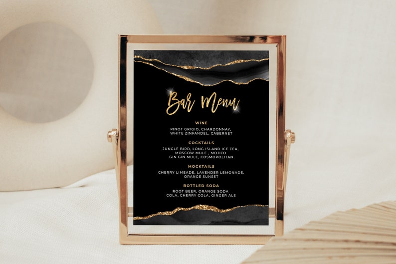 Black and Gold Bar Menu Template - Drink Menu Event Menu Template ...