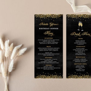 Menu Template and Drink Menu Template Sparkly Glitter Gold - Etsy