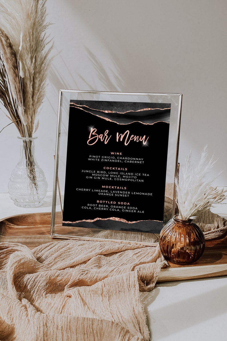 Rose Gold Bar Menu Template Drink Menu Event Menu Template - Etsy