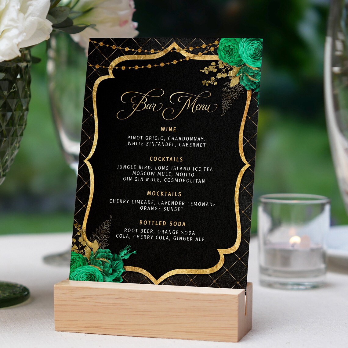 Black Emerald Green and Gold Bar Menu Template Drink Menu - Etsy