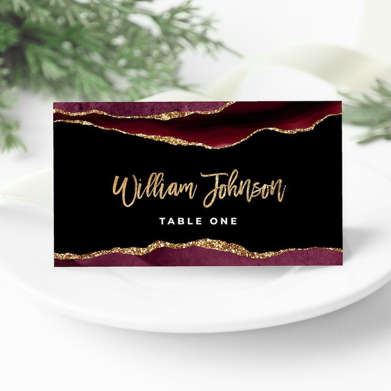 Burgundy Place Cards - Etsy
