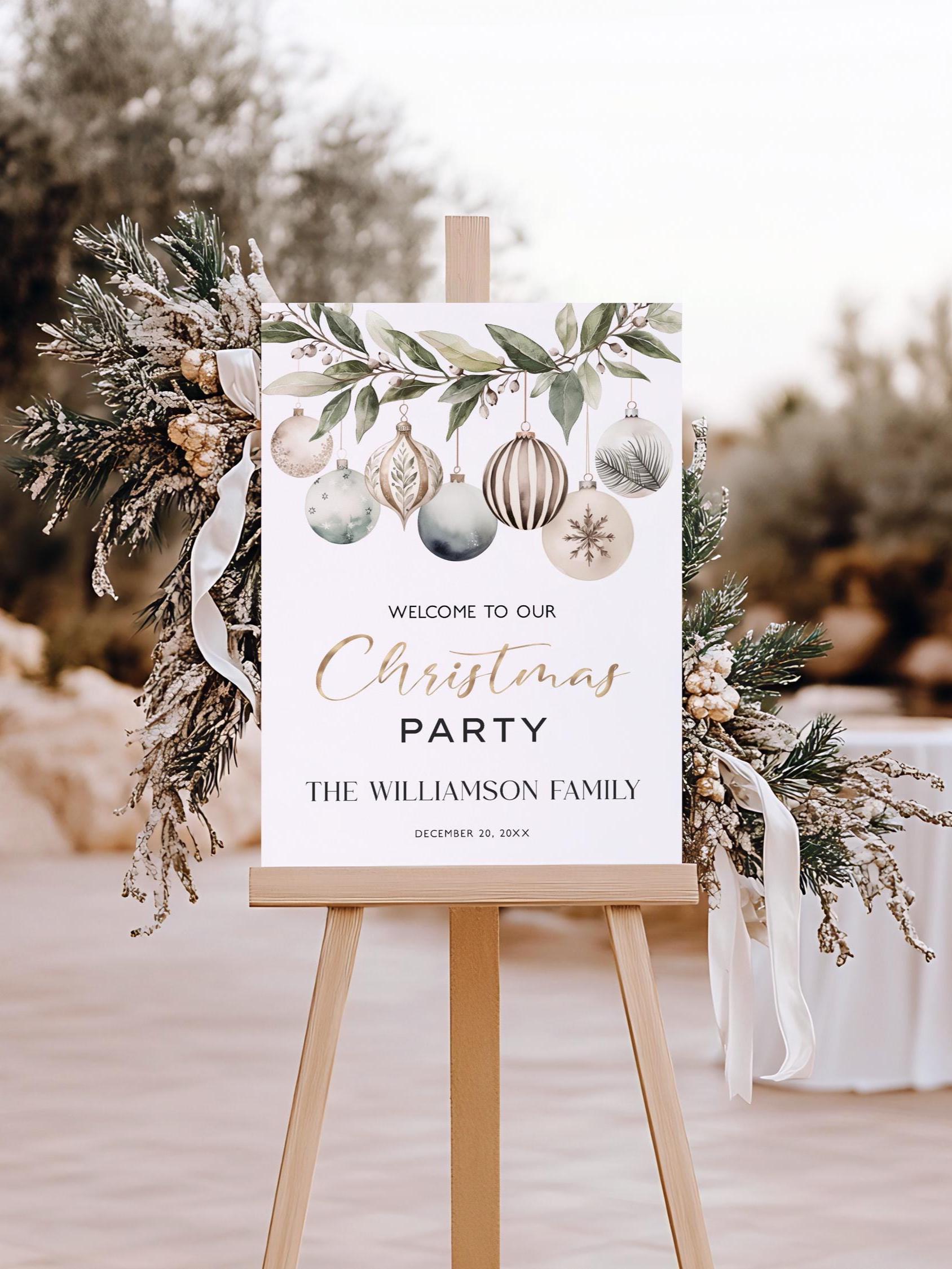Elegant Christmas Welcome Sign Template - Work Holiday Party - Boho ...