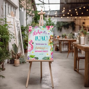 Aloha Luau Birthday Welcome Sign Template - Hula Girl Luau Birthday ...