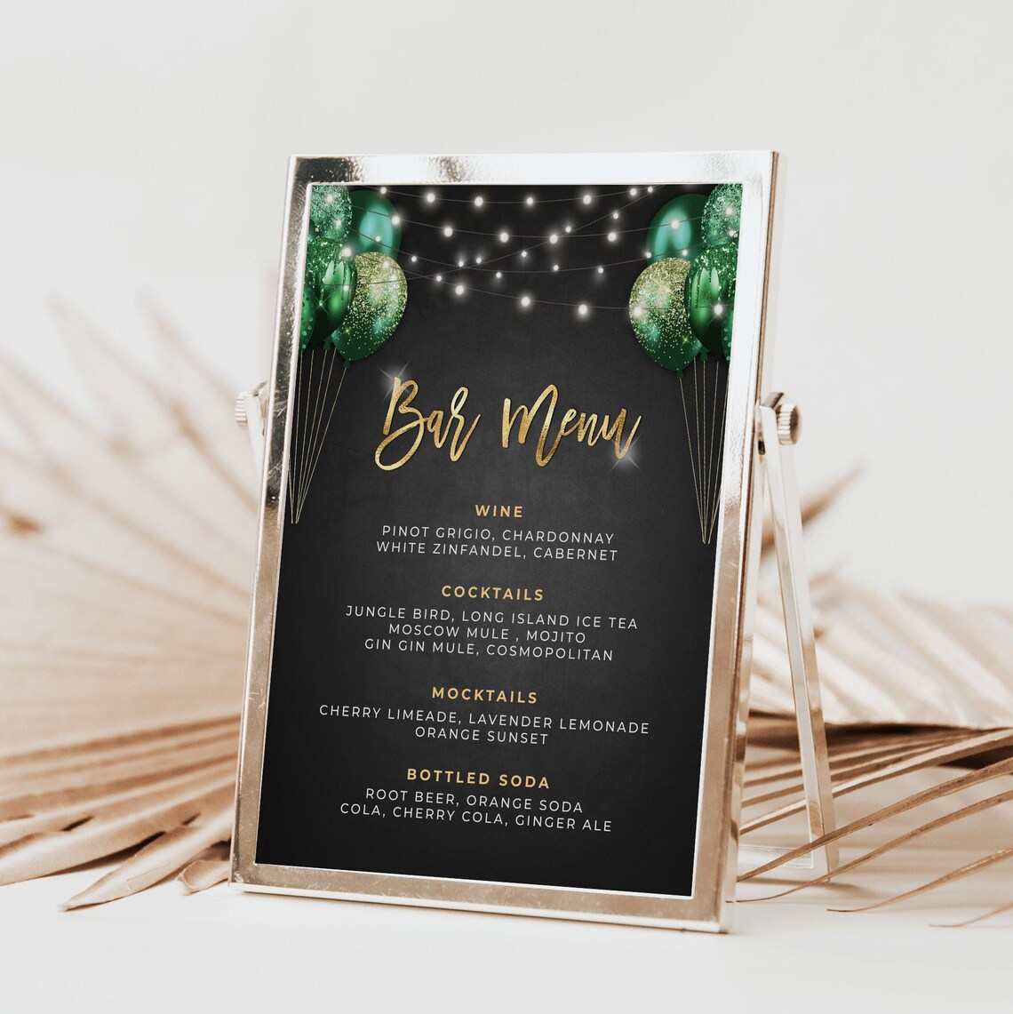 Emerald Green and Gold Bar Menu Template - Drink Menu Event Menu ...