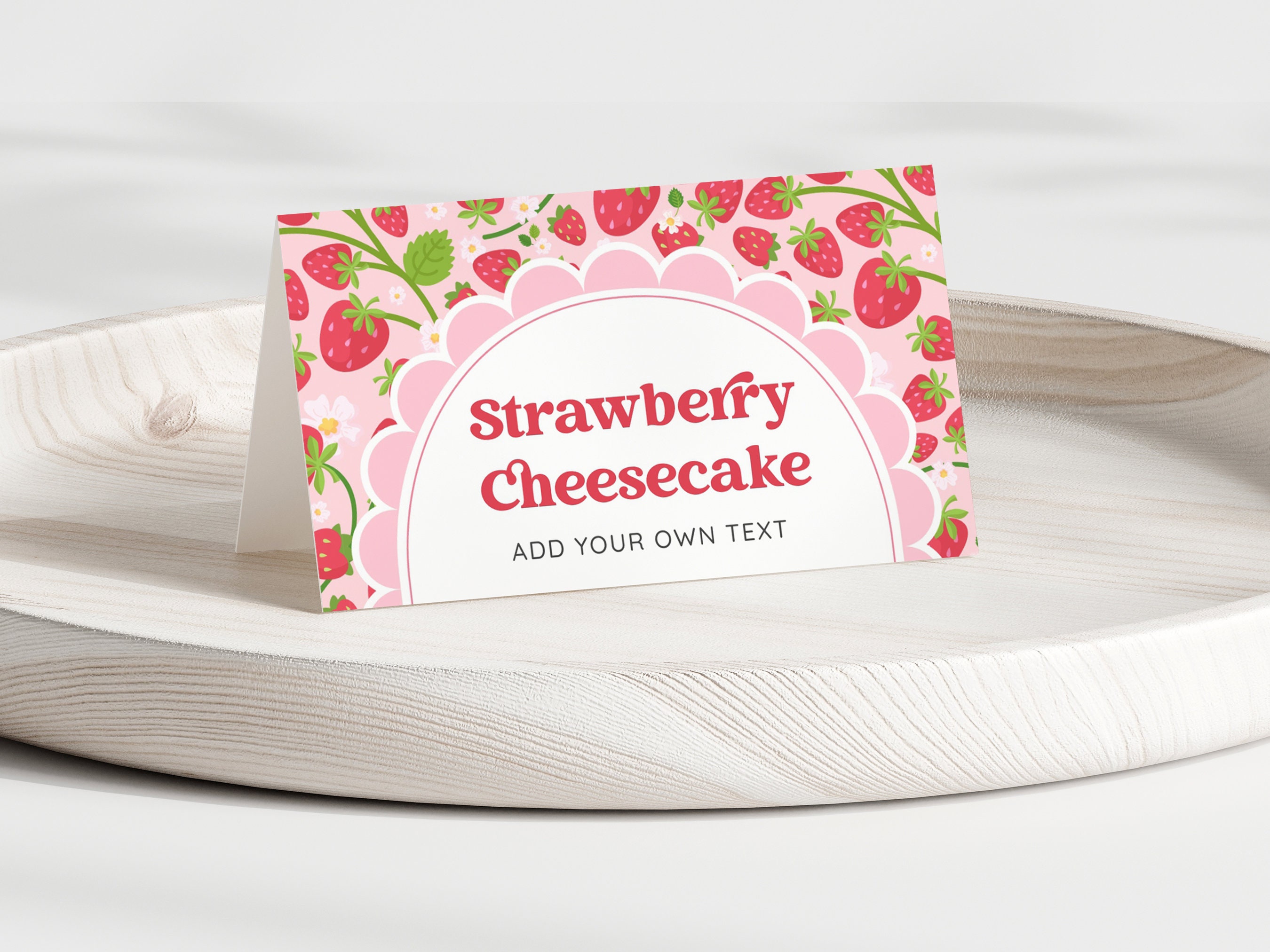 Strawberry Birthday Food Labels Buffet Card Template - Strawberry ...