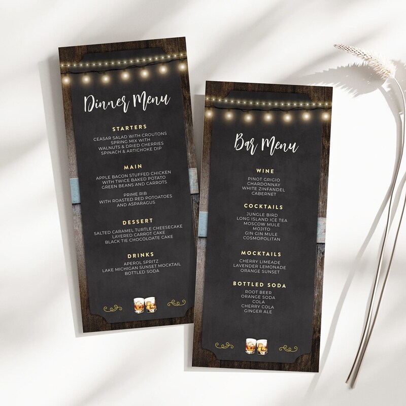 Rustic Menu - Etsy