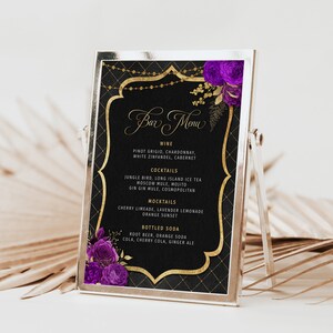 Black Purple and Gold Bar Menu Template - Drink Menu Event Menu ...