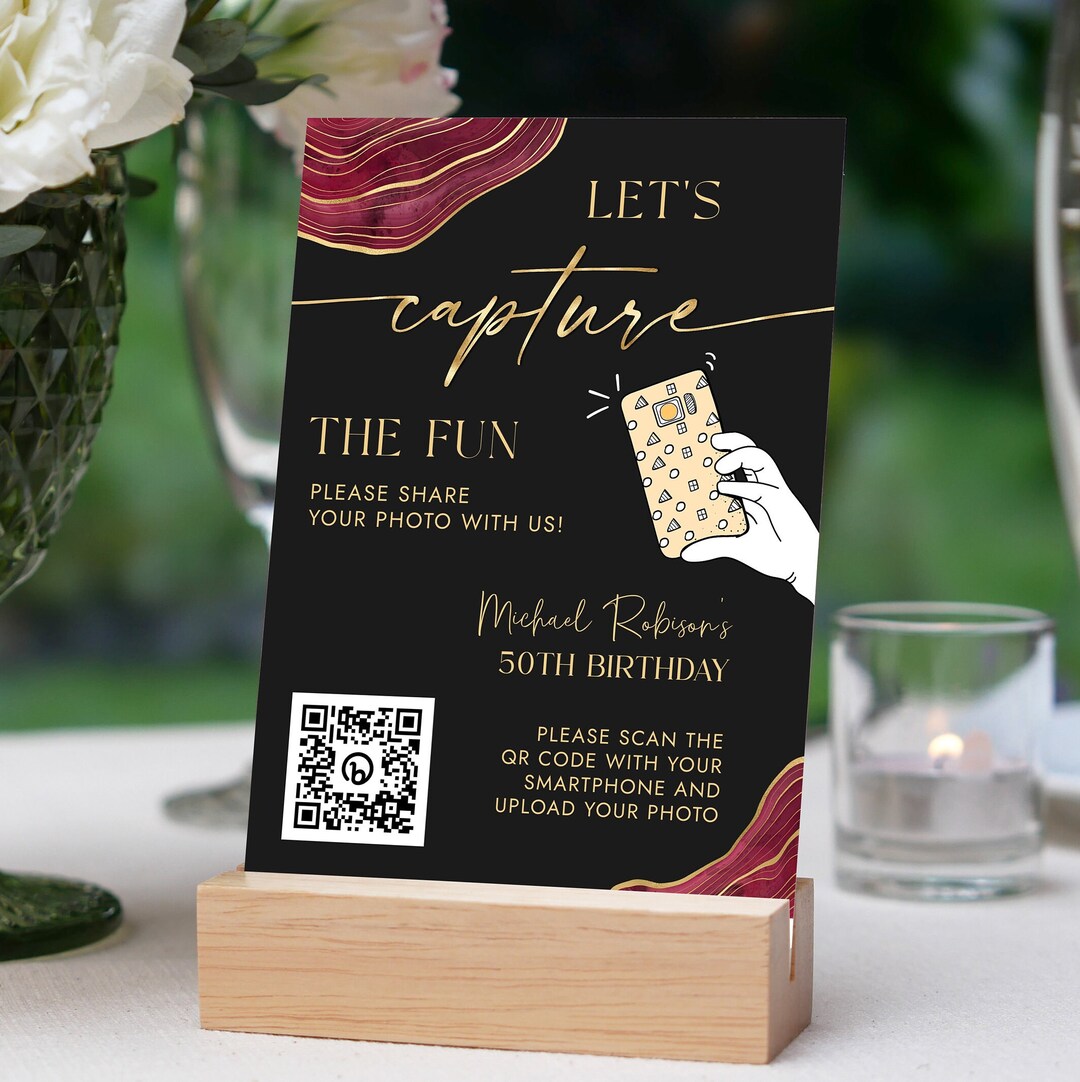 Plantilla de letrero con código QR para libro de visitas con foto en ...