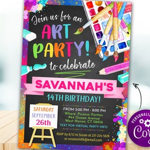 Paint Party Invitation, Paint Party Invitation Kids, Painting Party ...