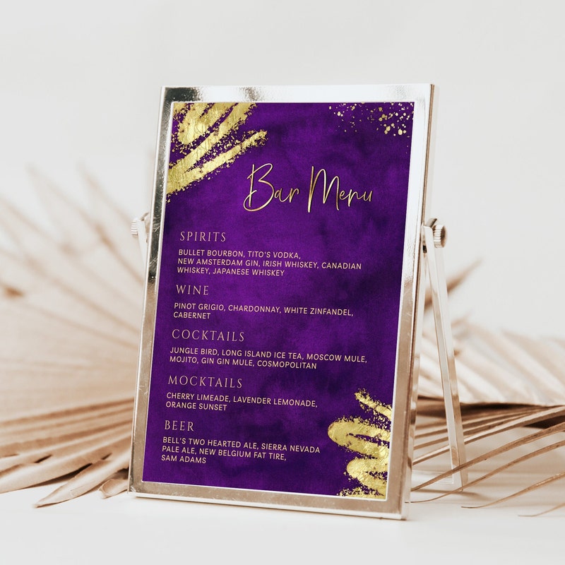 Menu Template Purple - Etsy