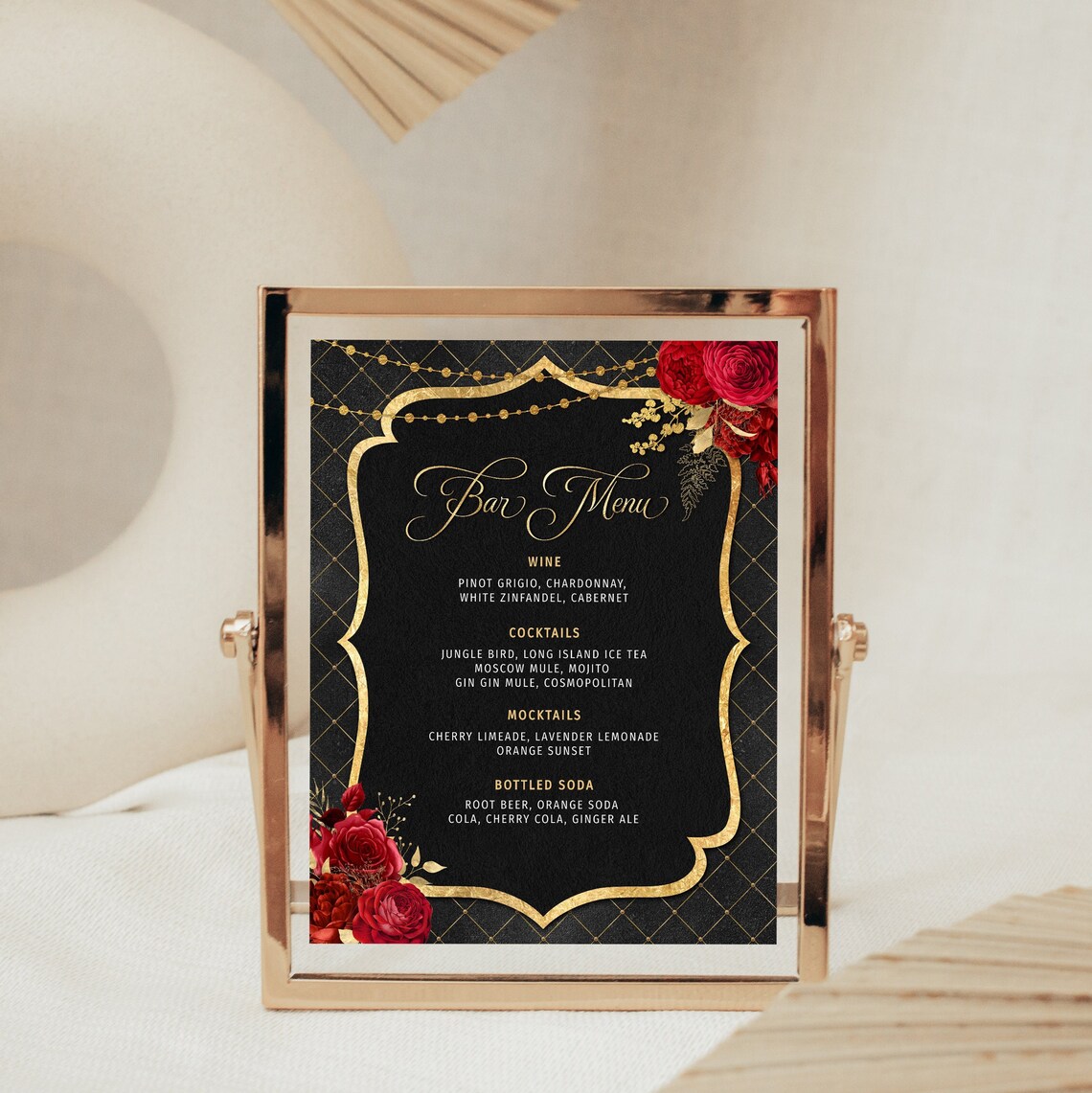 Black Red and Gold Bar Menu Template Drink Menu Event Menu - Etsy