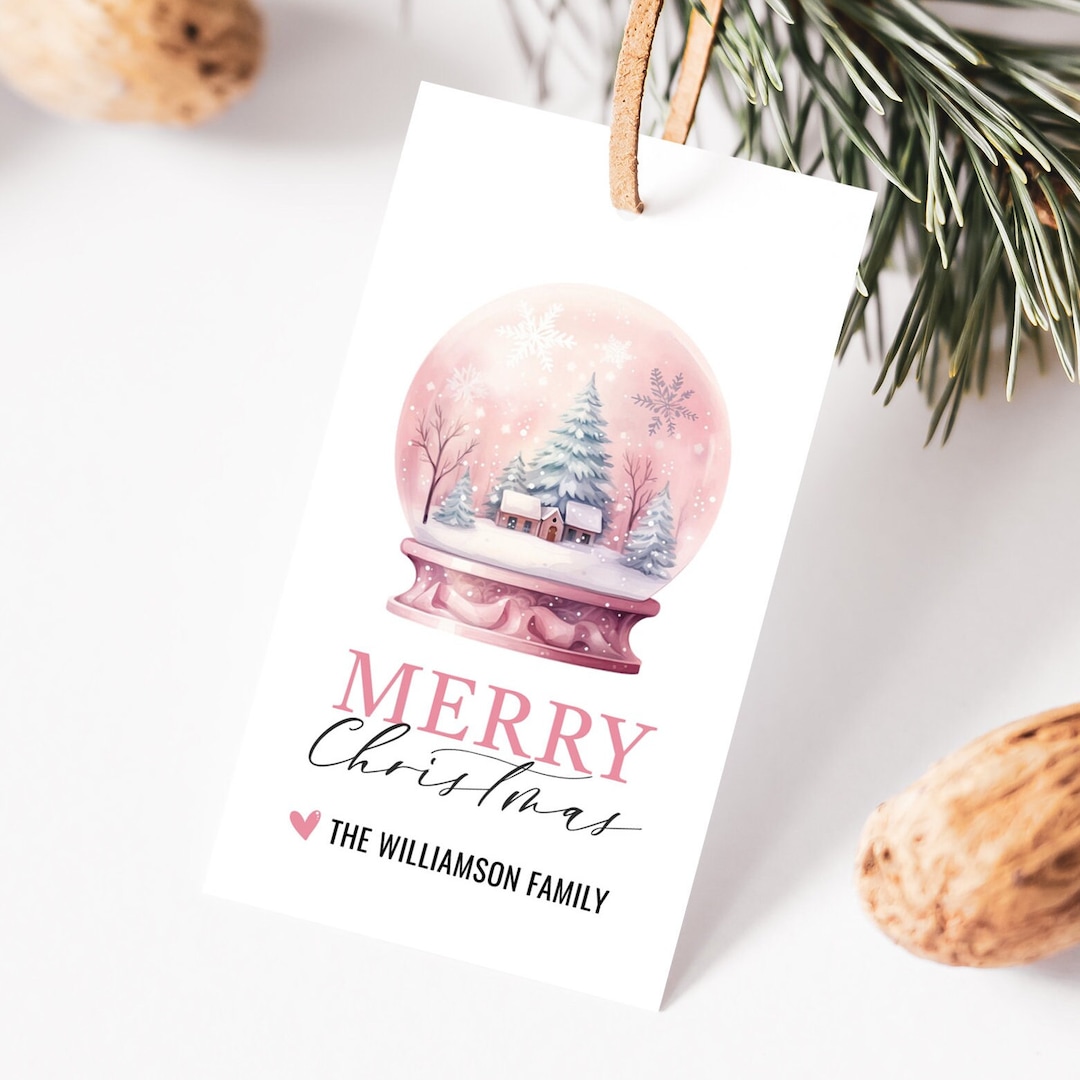 Editable Christmas Gift Tag Template Personalized Pink Pastel Cute ...