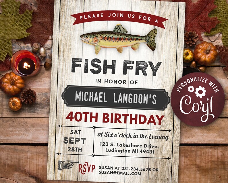 ANY AGE Fish Fry Invitation Birthday Party Invite Digital | Etsy