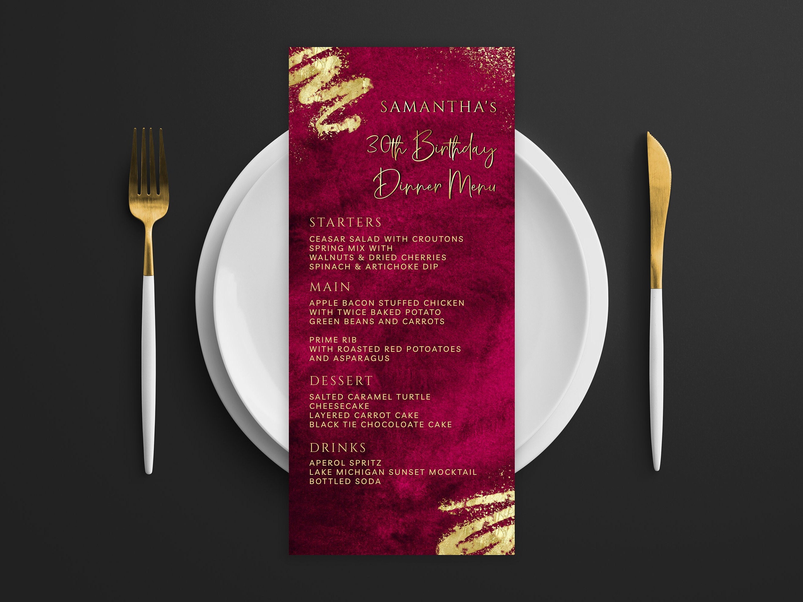 Luxury Royal Maroon Red and Gold Menu Card + Drink Menu Template ...