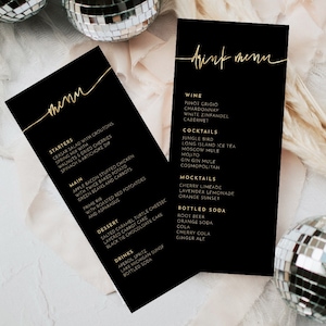 Editable Modern Black and Gold Menu Card - Menu Template and Drink ...