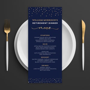 Navy Blue and Gold Menu Card - Menu Template and Drink Menu Event Menu ...
