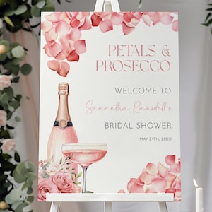 Petals and Prosecco Bridal Shower Welcome Sign - Boho Prosecco Bridal ...