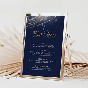 Blue and Gold Bar Menu Template - Drink Menu Event Menu Template ...