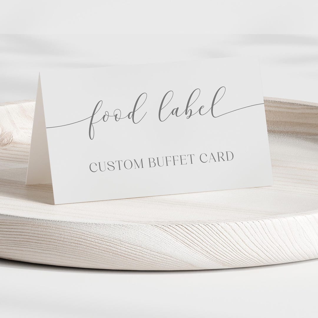 Boho Minimalist Food Label Tent Card Place Card Template - Modern ...