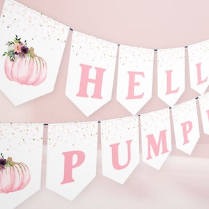 Editable Little Pumpkin Baby Shower Bunting Banner Girl Baby Shower ...