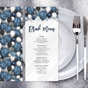 Blue & White Menu Card - Menu Template and Drink Menu Event Menu ...