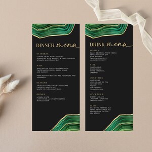 Emerald Green Black and Gold Menu Card - Menu Template and Drink Menu ...
