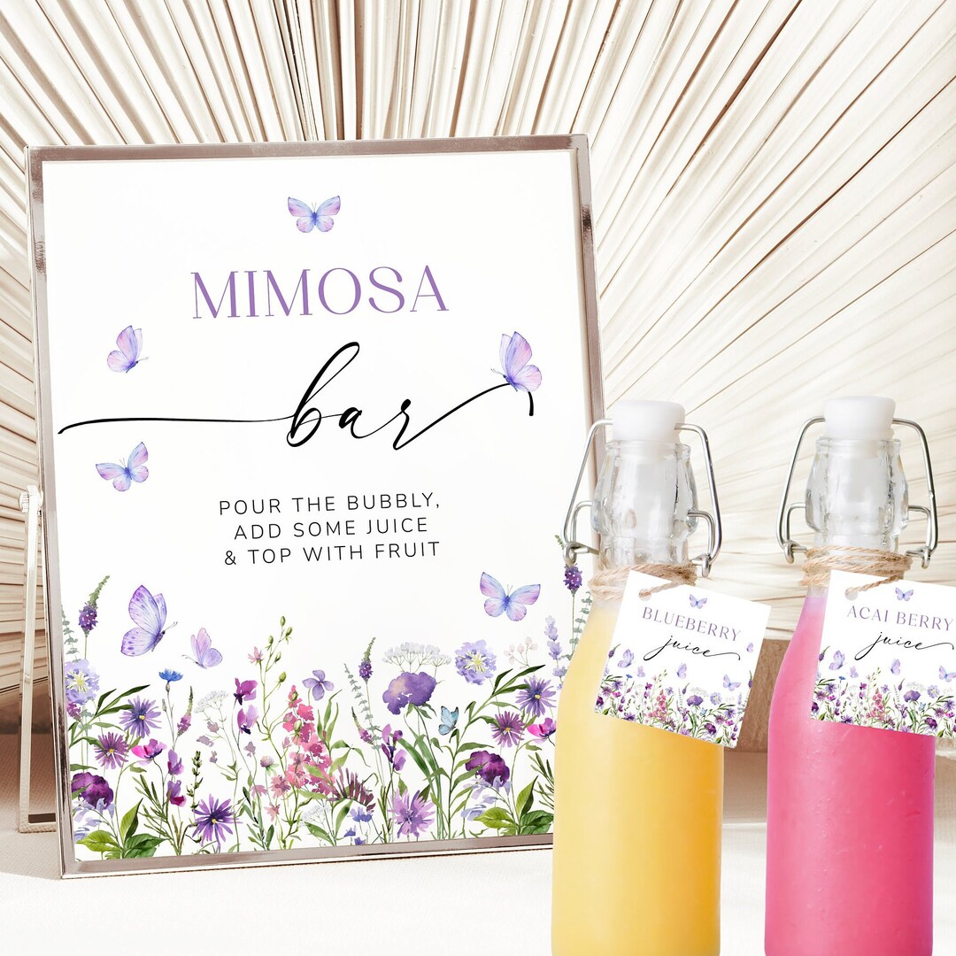 Butterfly Bridal Shower Mimosa Bar Template Lifetime of Butterflies ...