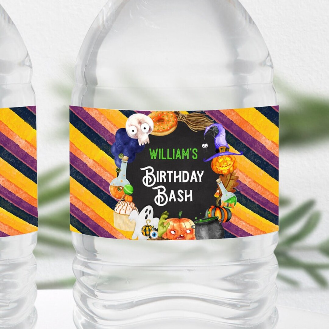 Editable Halloween Water Bottle Labels Halloween Birthday Party ...