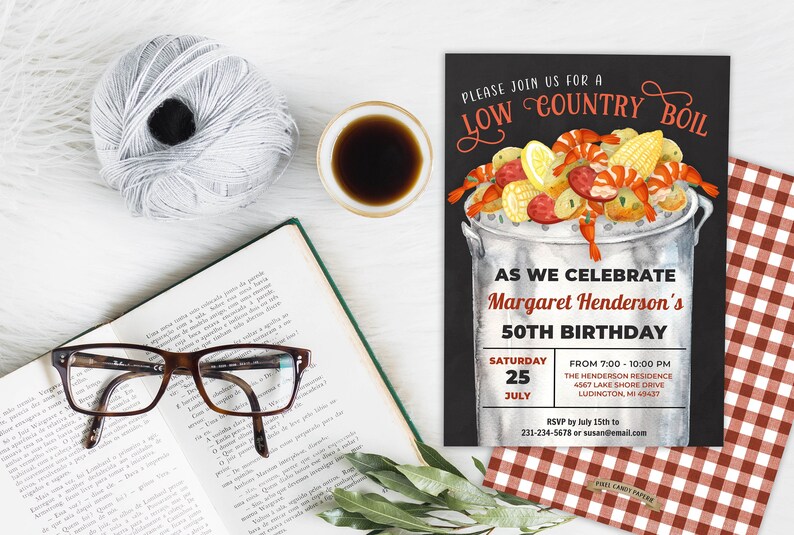 Low Country Boil Invitation Editable Shrimp Boil Invitations, Seafood ...