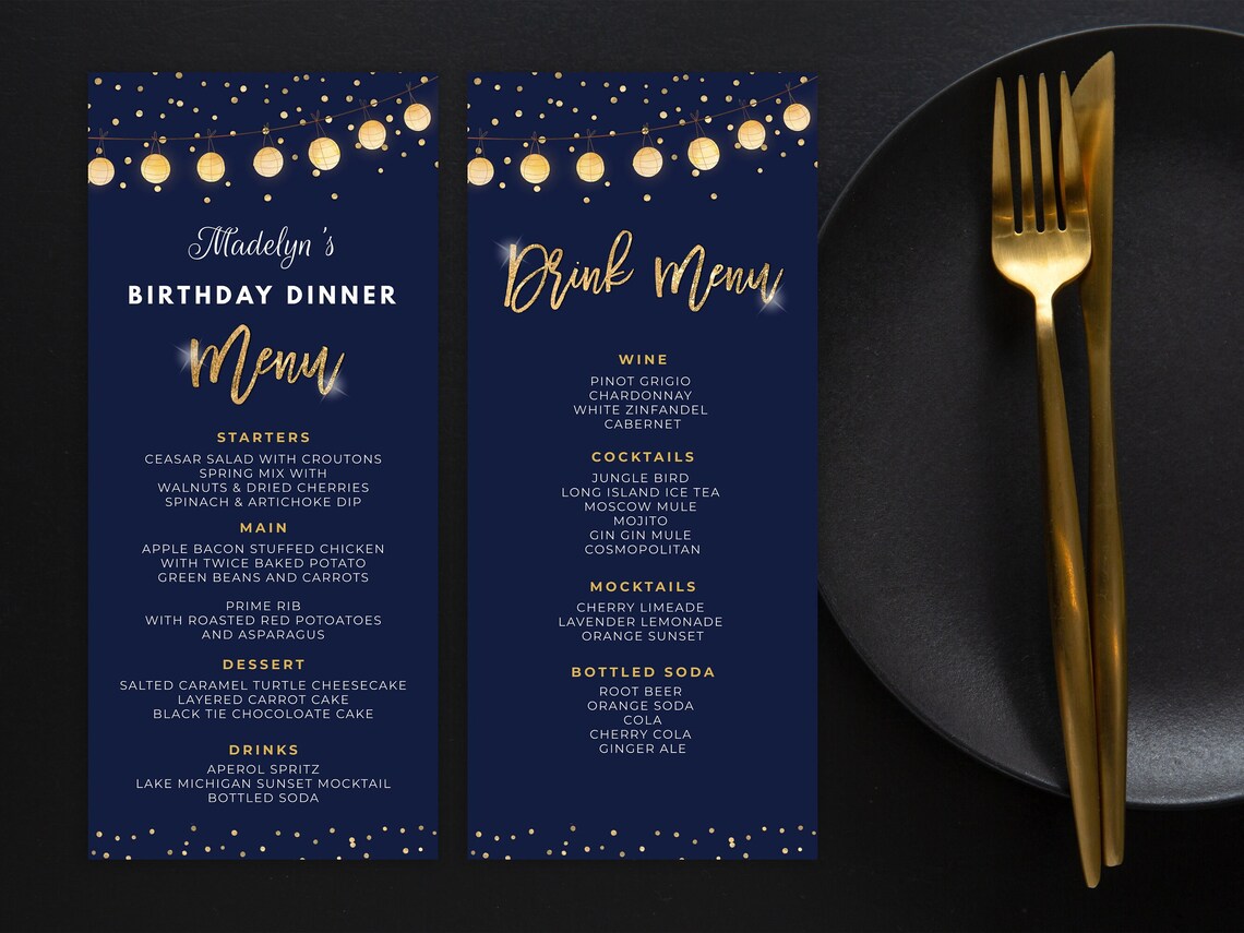 Editable Menu Template and Drink Menu Event Menu Template - Etsy