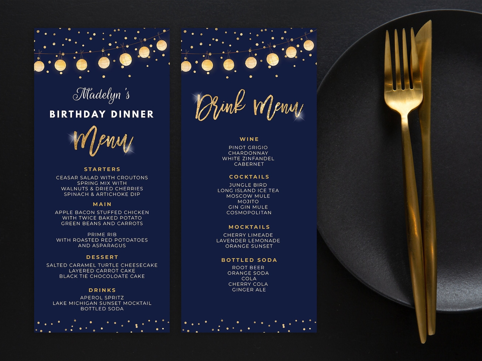 Editable Menu Template and Drink Menu Event Menu Template - Etsy