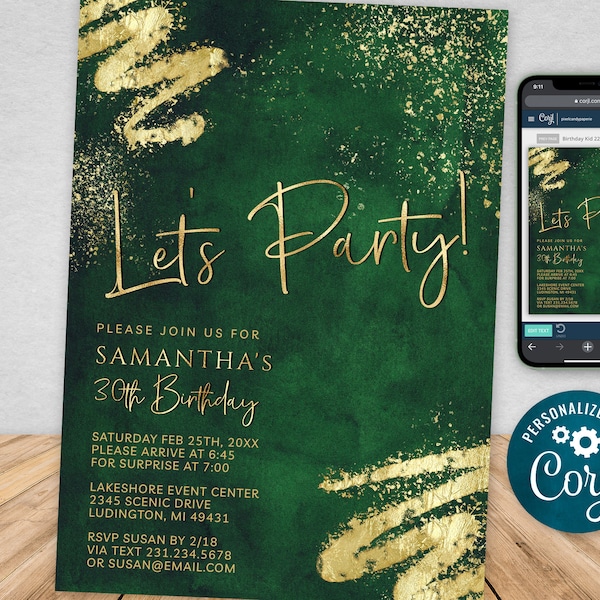 Green Party Invitations - Etsy