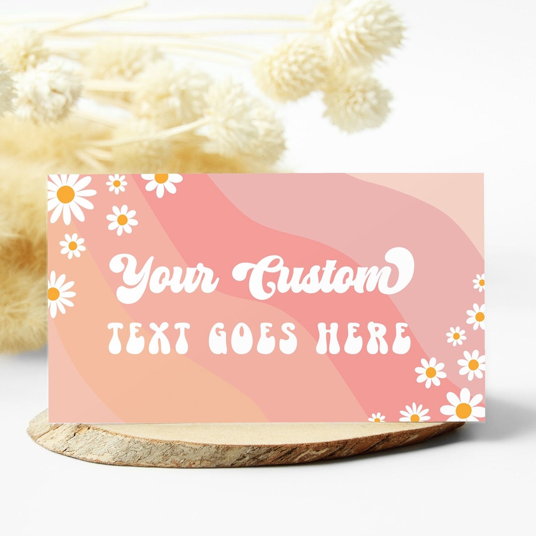 Editable Groovy Retro Daisy Food Labels Buffet Card Template Retro ...