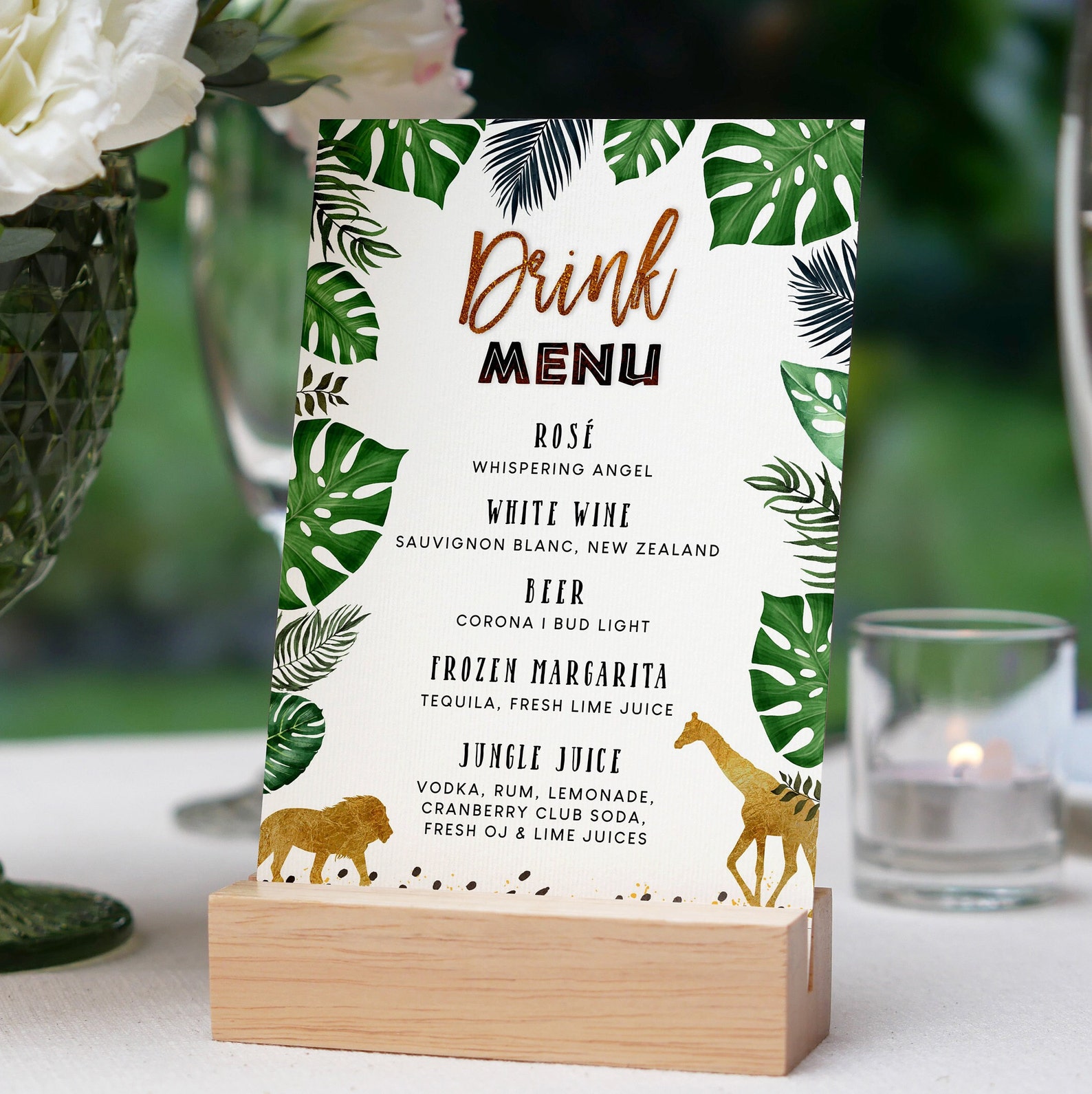 Safari Bar Menu - Drink Sign - Alcohol List - Jungle Safari Party ...
