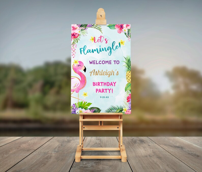 Flamingo Party Welcome Sign Tropical Flamingo Theme Party - Etsy