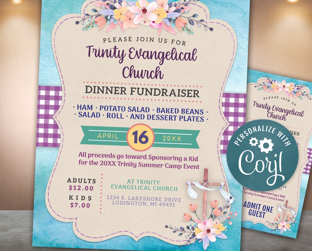 Easter Flyer Template Holy Week Fundraiser Benefit Community Church ...
