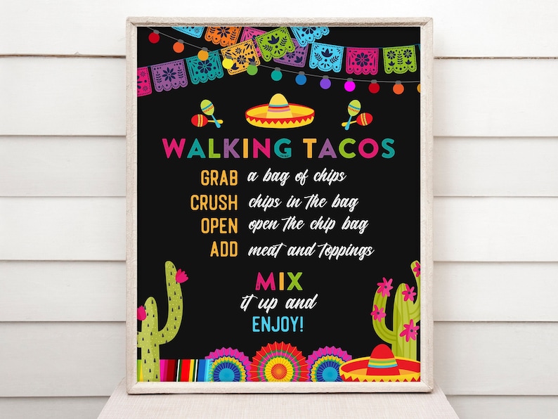 Editable Walking Taco Sign - Taco Bout a Party Sign - Fiesta Birthday ...