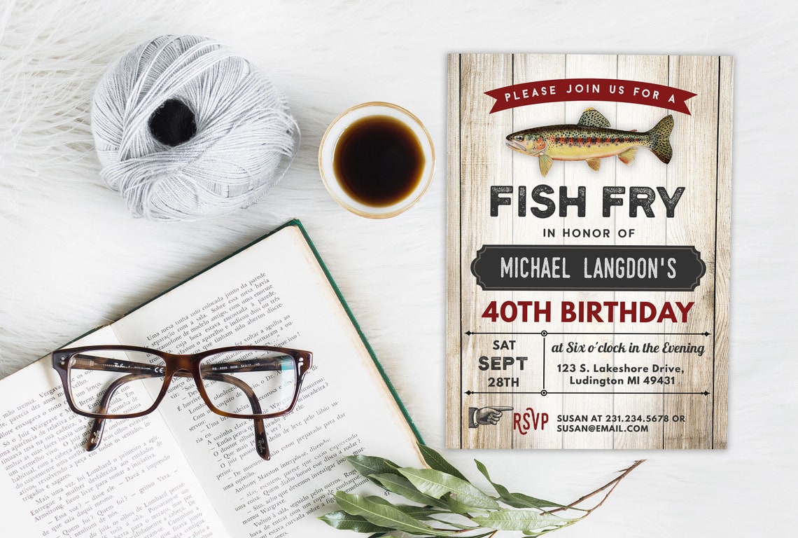 ANY AGE Fish Fry Invitation Birthday Party Invite Digital | Etsy