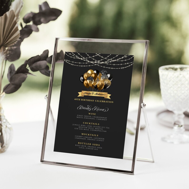 Black and Gold Bar Menu Template Drink Menu Event Menu - Etsy