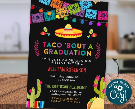 Taco Bout a Graduation Invitation Fiesta Graduation Party - Etsy