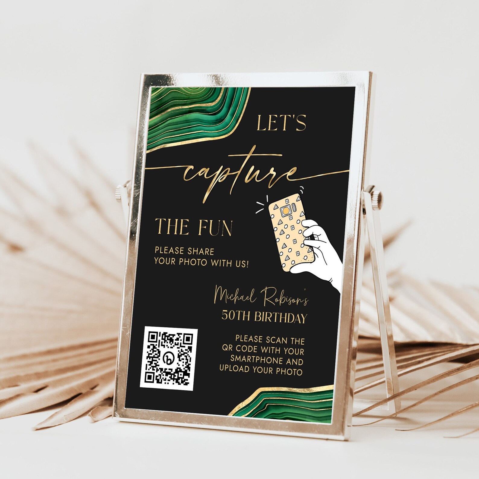 Plantilla de letrero con código QR para libro de visitas con foto en ...
