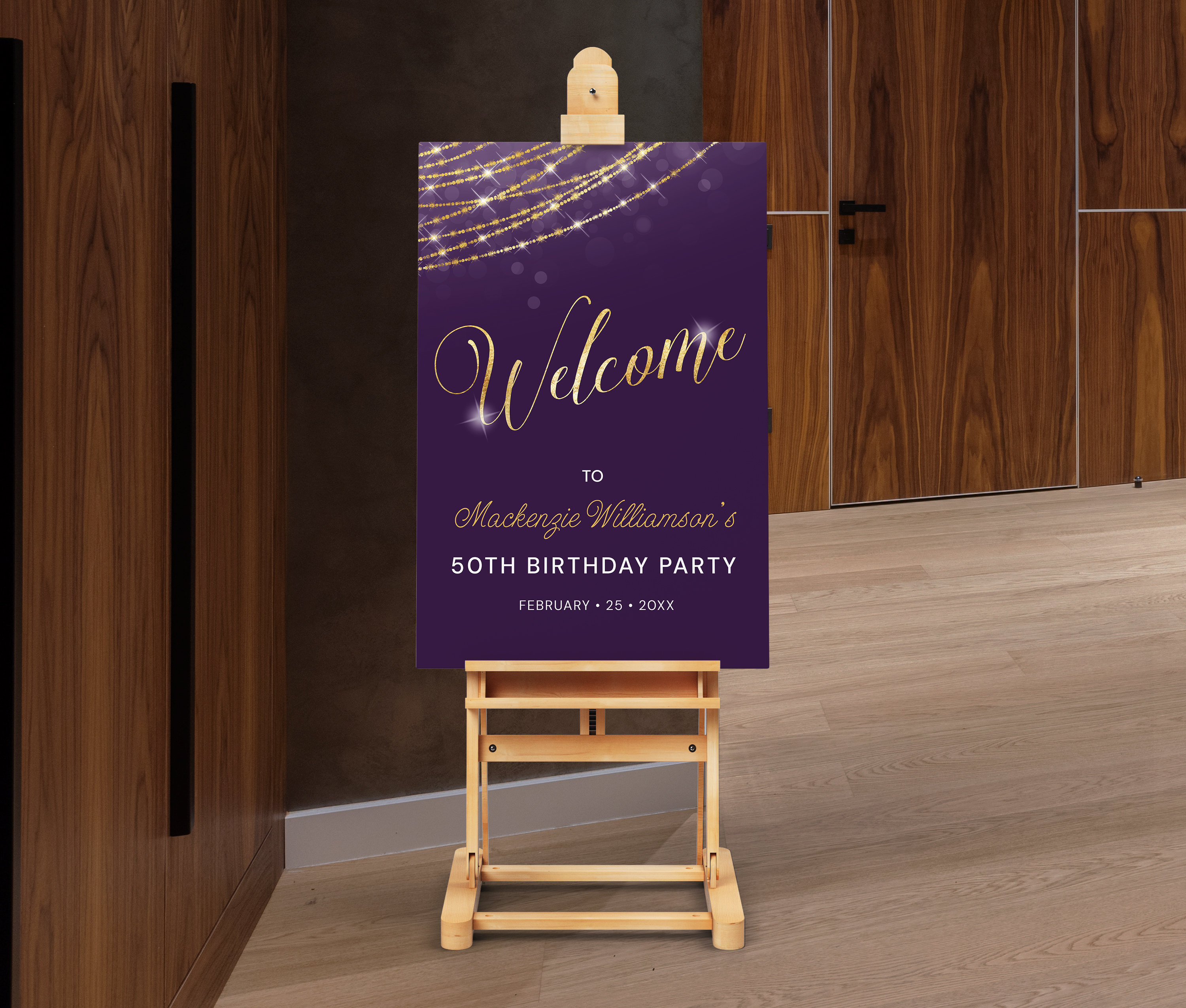 Purple and Gold Welcome Sign Template Birthday Welcome Poster Template ...