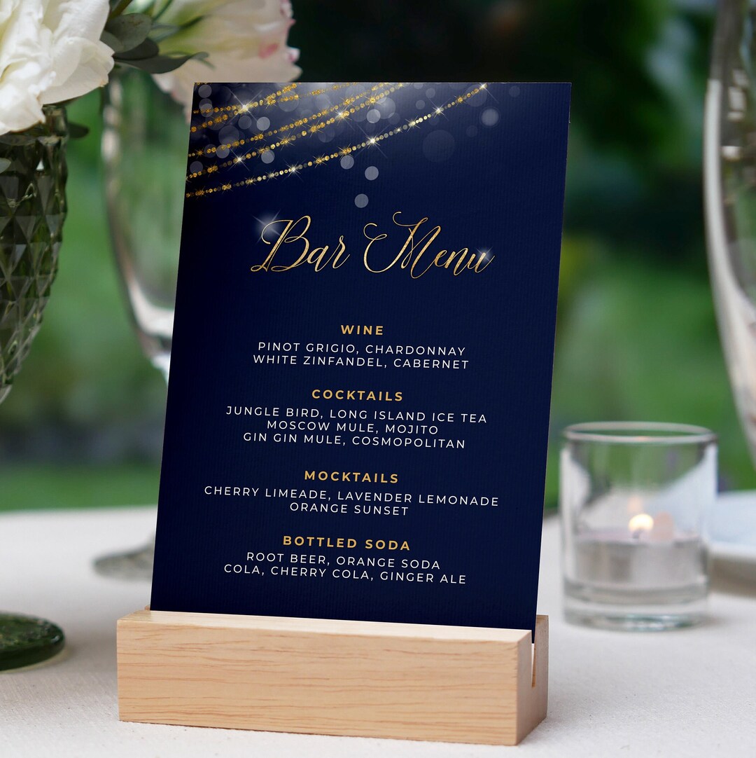 Blue and Gold Bar Menu Template Drink Menu Event Menu Template Digital ...