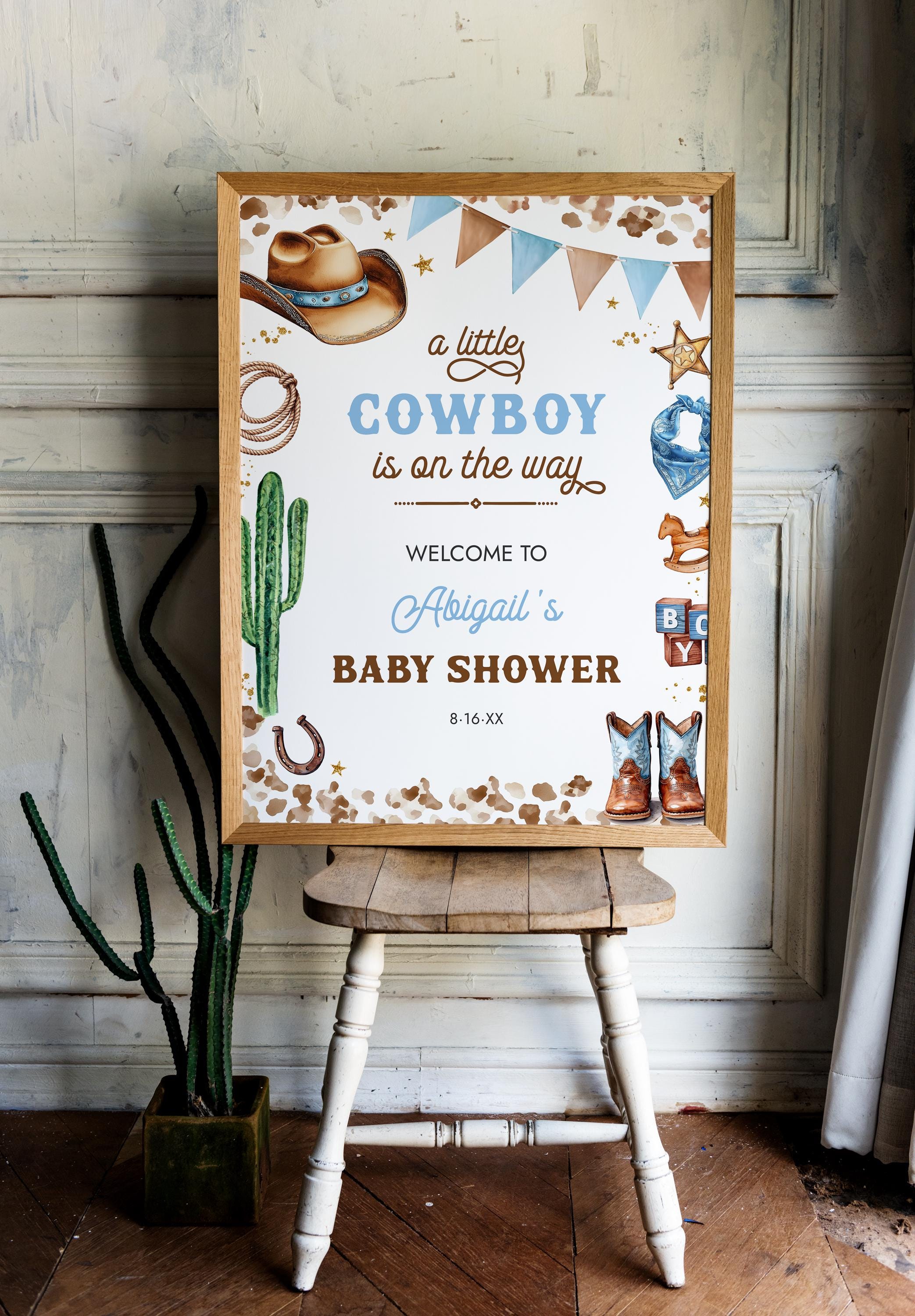 Cowboy Baby Shower Welcome Sign Template - Boy Baby Shower Theme - A ...