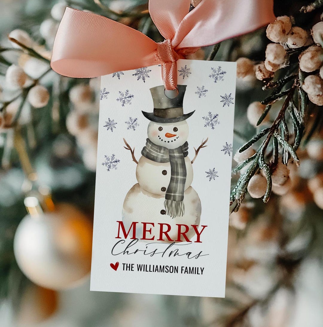 Editable Christmas Gift Tag Template - Personalized Snowman Snowflake ...