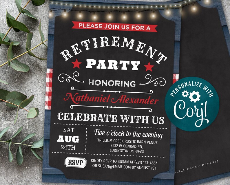 Retirement Party Invite INSTANT DOWNLOAD Retired Invite Rustic - Etsy